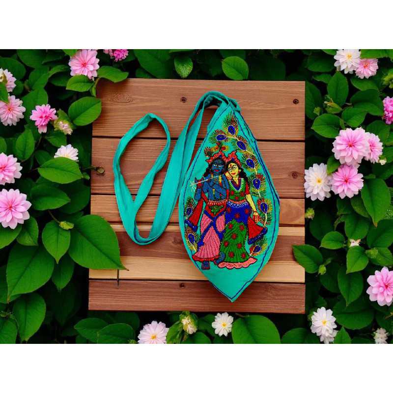 Buy Multi-Color Krishna Bead Bag | ISKCON Mayapur Japa Bag Color Blue